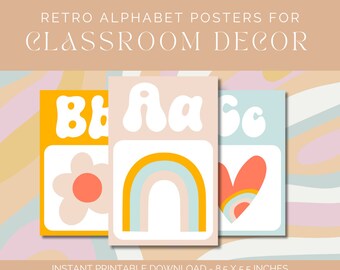 Watercolor Alphabet Poster Cards, Classroom Decor, Aesthetic Teacher ...