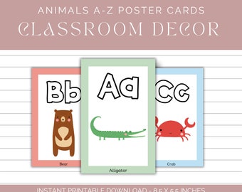 Ocean Alphabet Poster Cards, Classroom Decor, Aesthetic Teacher Decor ...
