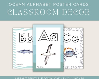 Safari Alphabet Poster Cards, Classroom Decor, Aesthetic Teacher Decor ...