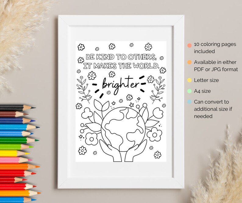 Kindness Coloring Pages for Kids, Children's Motivational Quotes ...