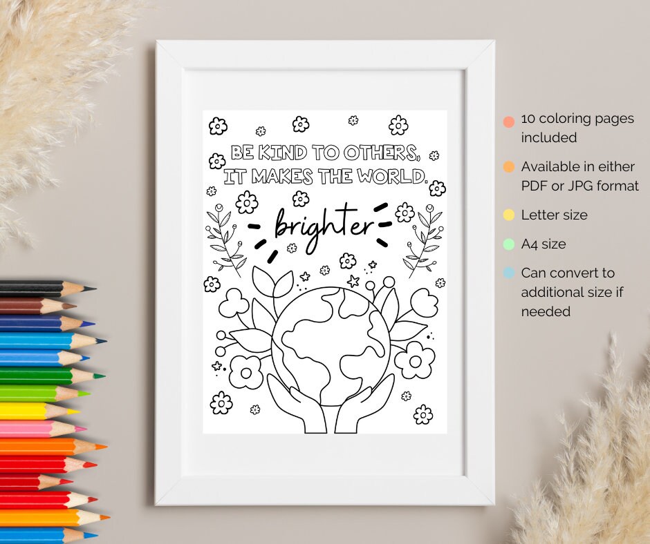 Kindness Coloring Pages for Kids, Children's Motivational Quotes ...