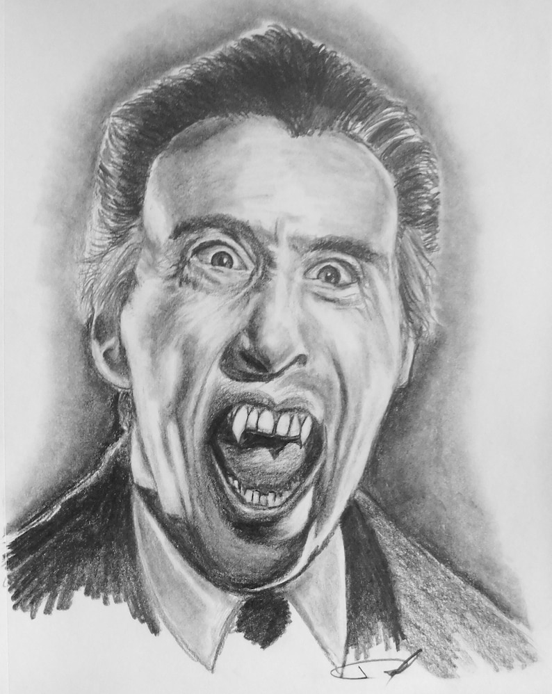 Dracula portrait of Christopher Lee - Etsy