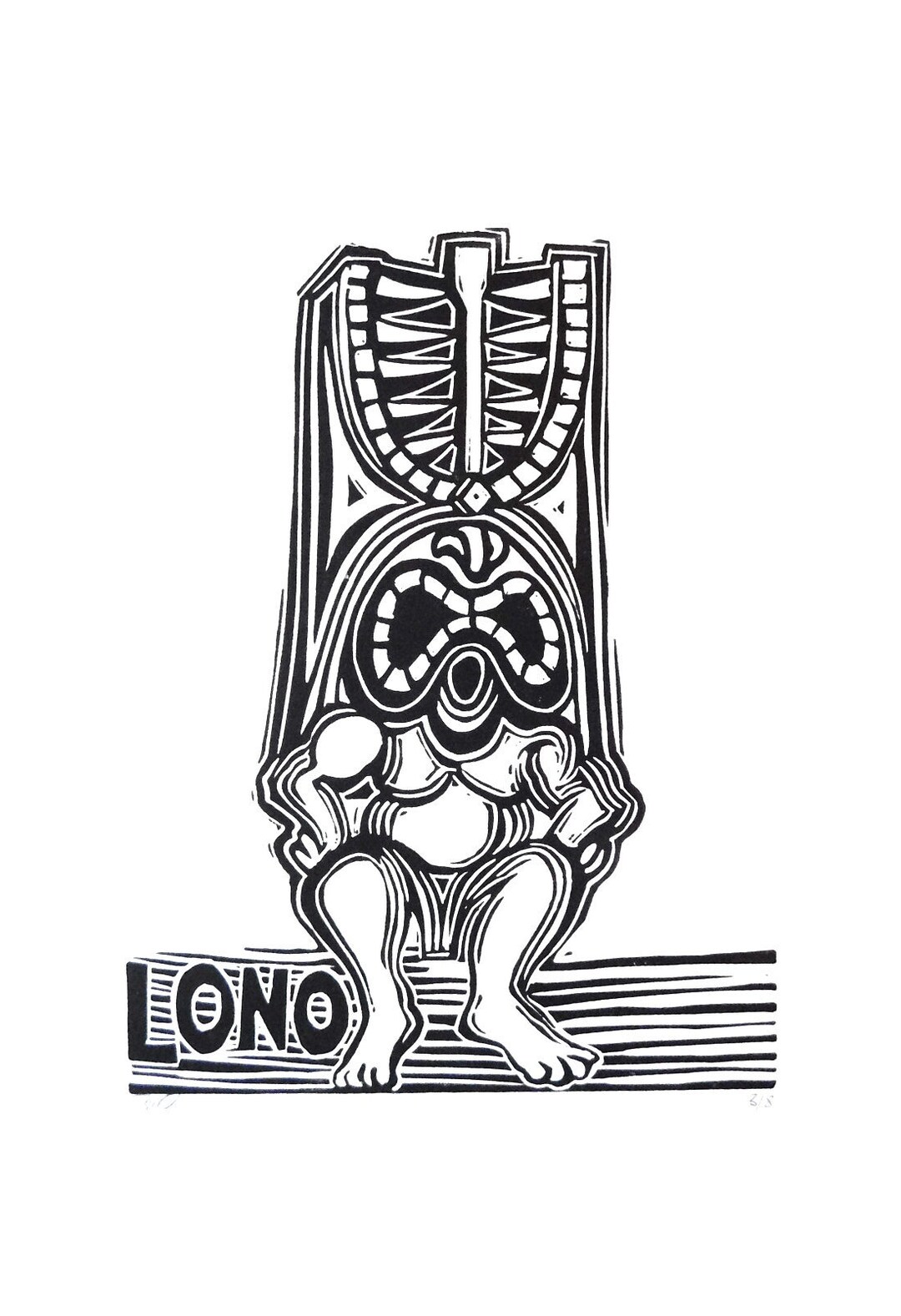 Lono tiki Linocut Print - Etsy