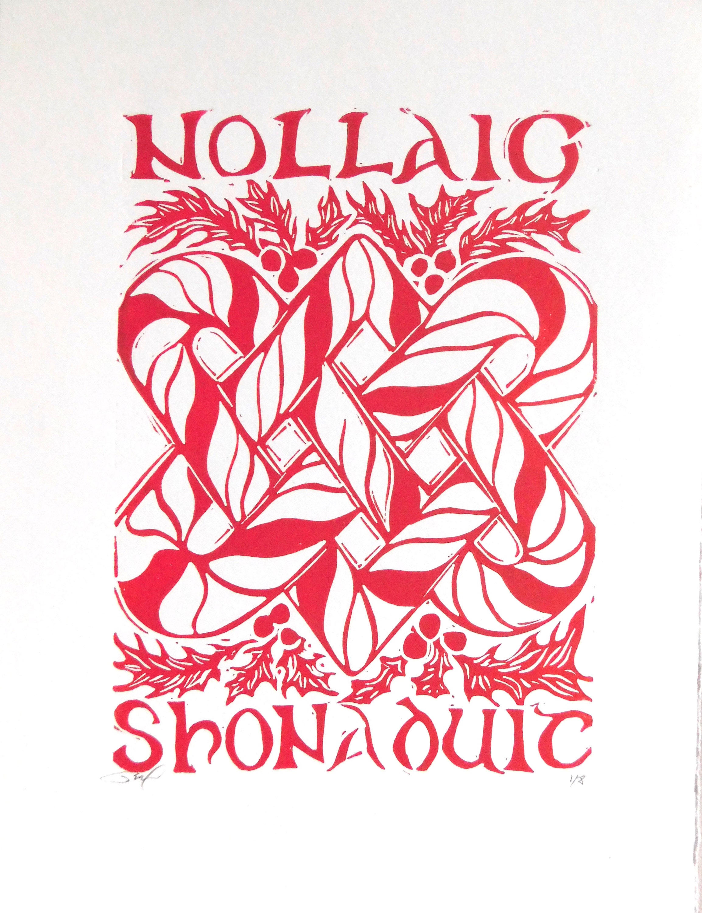 Nollaig Shona Duit Happy Christmas Red or Green | Etsy