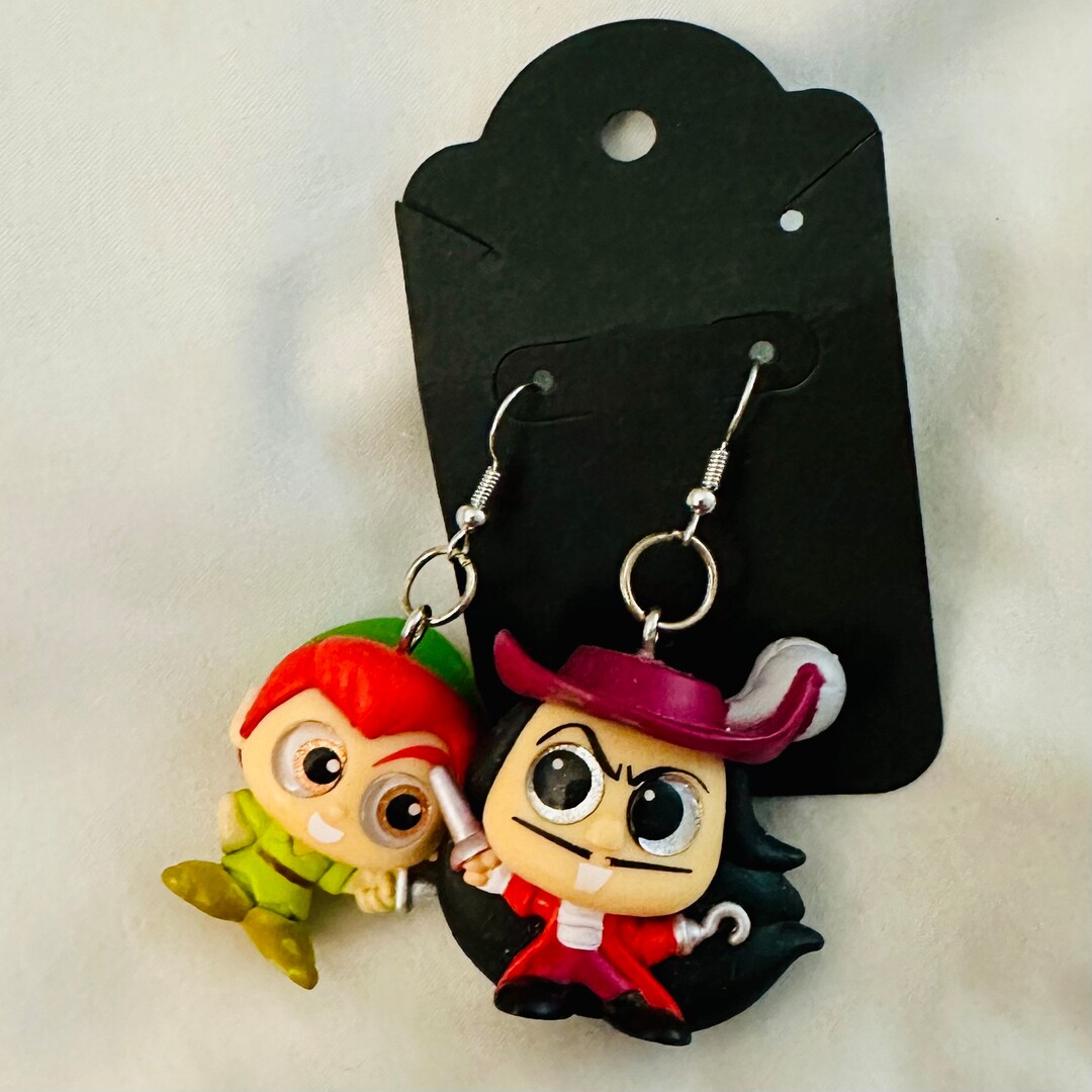 Peter Pan and Hook From Disney's Peter Pan Doorables Earrings - Etsy