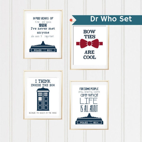 Set Dr Who Cross Stitch Pattern Doctor Who Craft Police Box Dr - Etsy