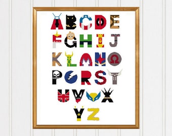 Avenger Alphabet Cross Stitch - Etsy