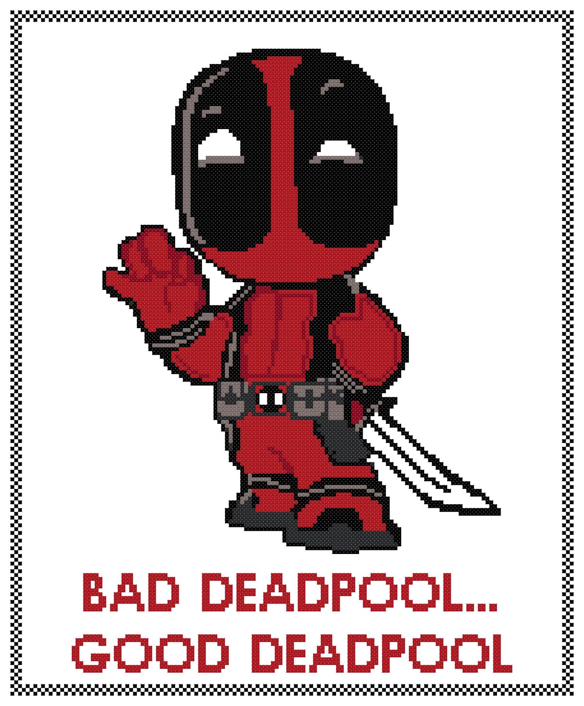 Deadpool Cross Stitch Pattern Deadpool Crossstitch Marvel Cross Stitch ...