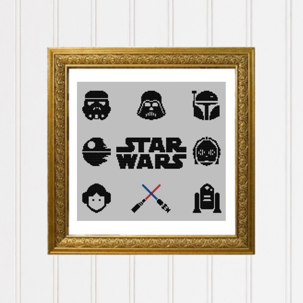 Star Wars Cross Stitch Pattern Star Wars Cross Star Wars Pattern Star ...