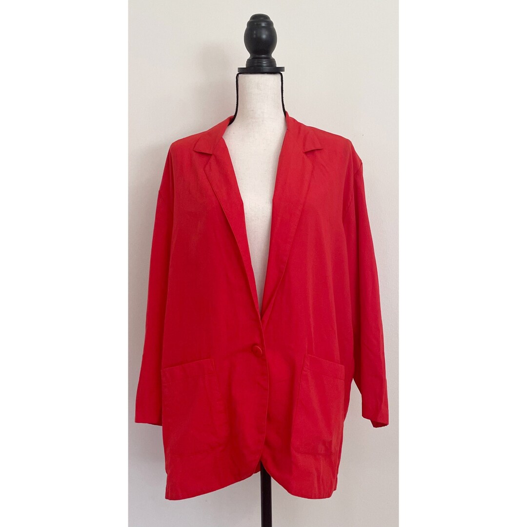 Vintage 1980s | Red Oversized Blazer - Etsy