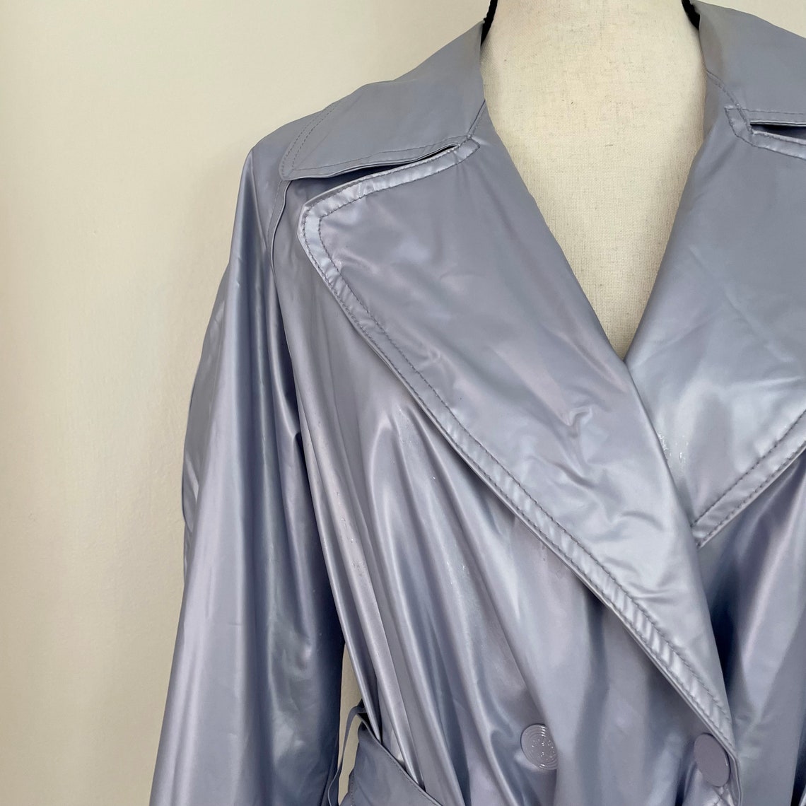 Vintage Y2K Vinyl Trench Coat - Etsy