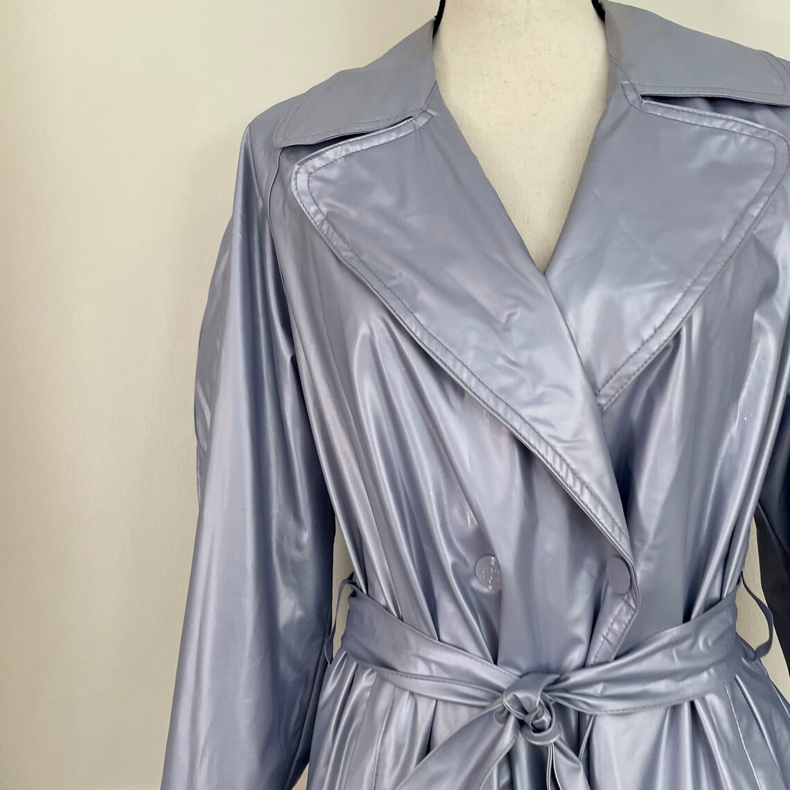 Vintage Y2K Vinyl Trench Coat - Etsy