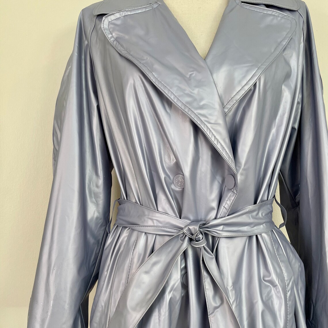 Vintage Y2K Vinyl Trench Coat - Etsy