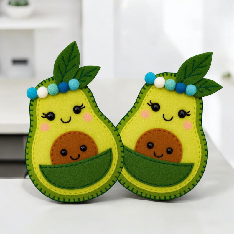 Felt Avocado Mom and Baby Sewing Pattern: Beginner Friendly Ornament ...