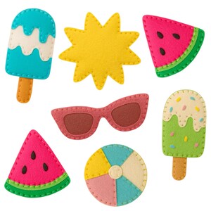 Summer Sewing Pattern PDF & SVG – Felt Ornaments: Watermelon, Popsicle ...