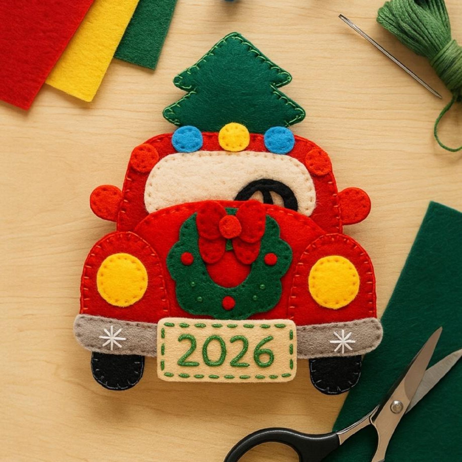 Christmas Car Felt Ornament Pattern PDF & SVG | DIY Holiday Sewing ...