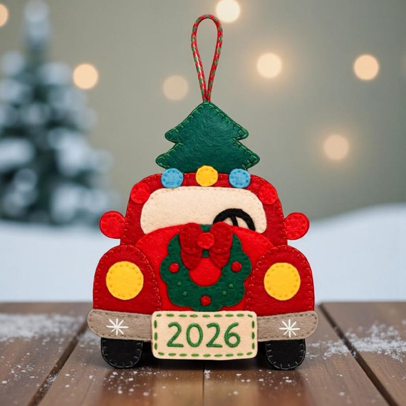 Christmas Car Felt Ornament Pattern PDF & SVG | DIY Holiday Sewing ...