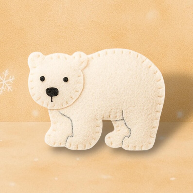 Arctic Animals Felt Ornament Sewing Pattern: Winter DIY, Polar Bear ...