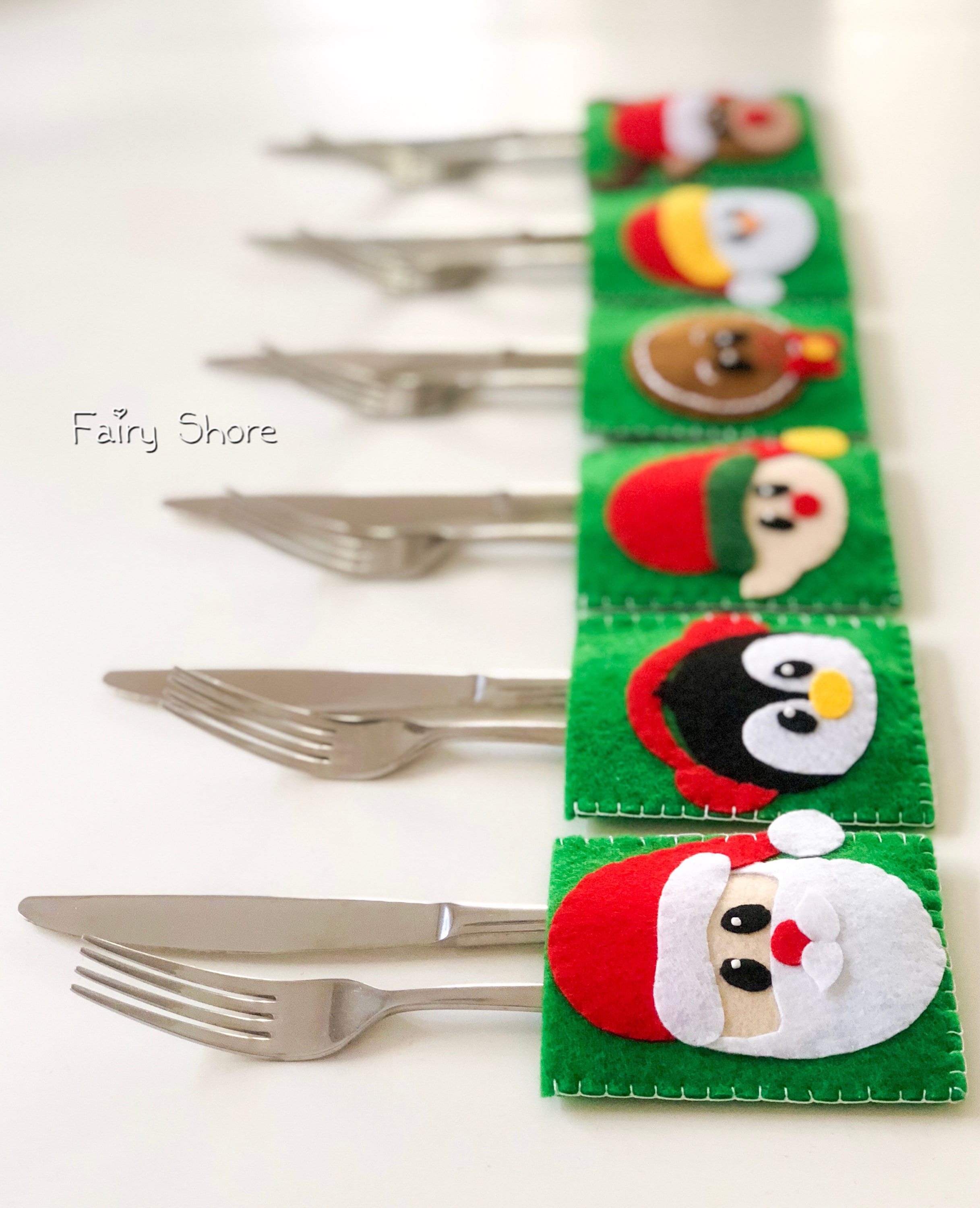 Christmas Diy PDF Felt Pattern Cutlery Pockets With Santa | Etsy