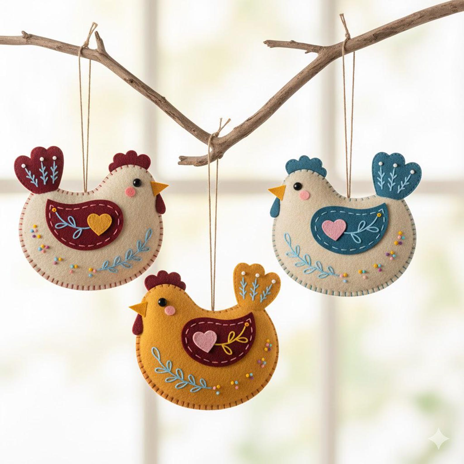 Easter Felt Hen Ornaments Sewing Pattern – Folk Chicken Decor (PDF SVG ...