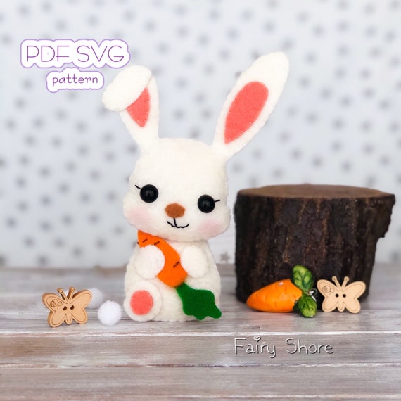 Felt Rabbit PDF SVG Pattern Easy Felt Animal DIY Felt Bunny. - Etsy