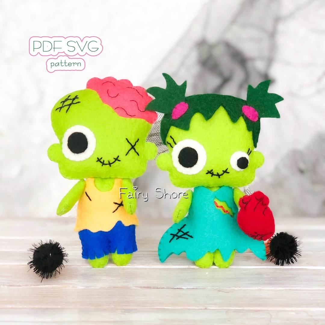 Felt Zombie Sewing Pattern: Halloween DIY Ornaments (PDF SVG) - Etsy