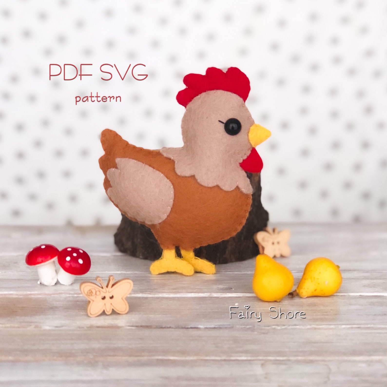 Felt Chicken PDF SVG Pattern Easy Felt Animal DIY Felt Hen. - Etsy
