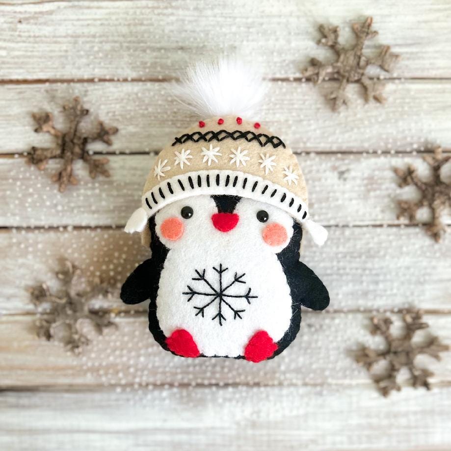 Felt Penguin Ornament Sewing Pattern: Winter Christmas DIY (PDF Pattern ...