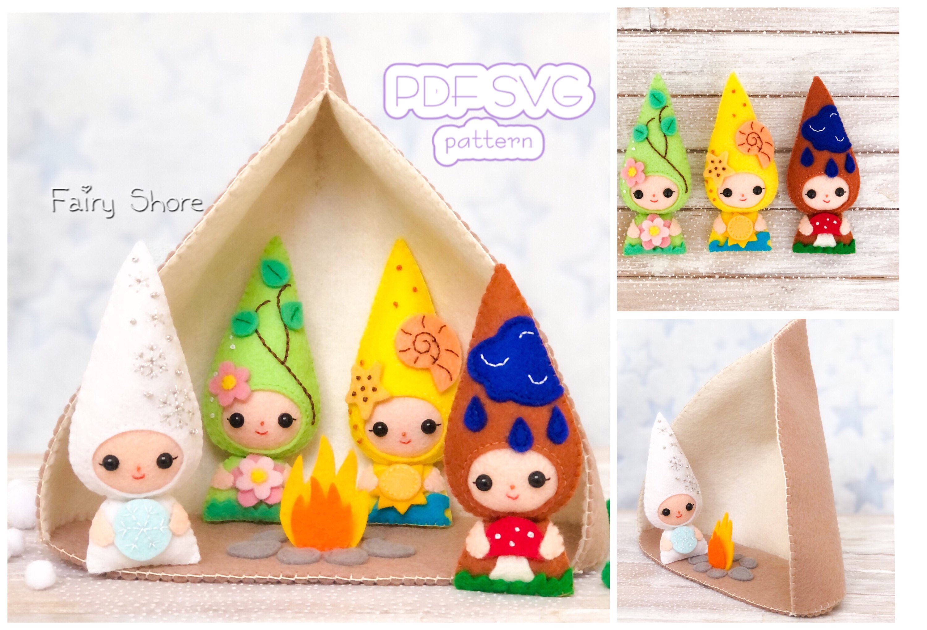 Four Seasons Gnomes PDF SVG Felt Pattern. Winter Spring | Etsy