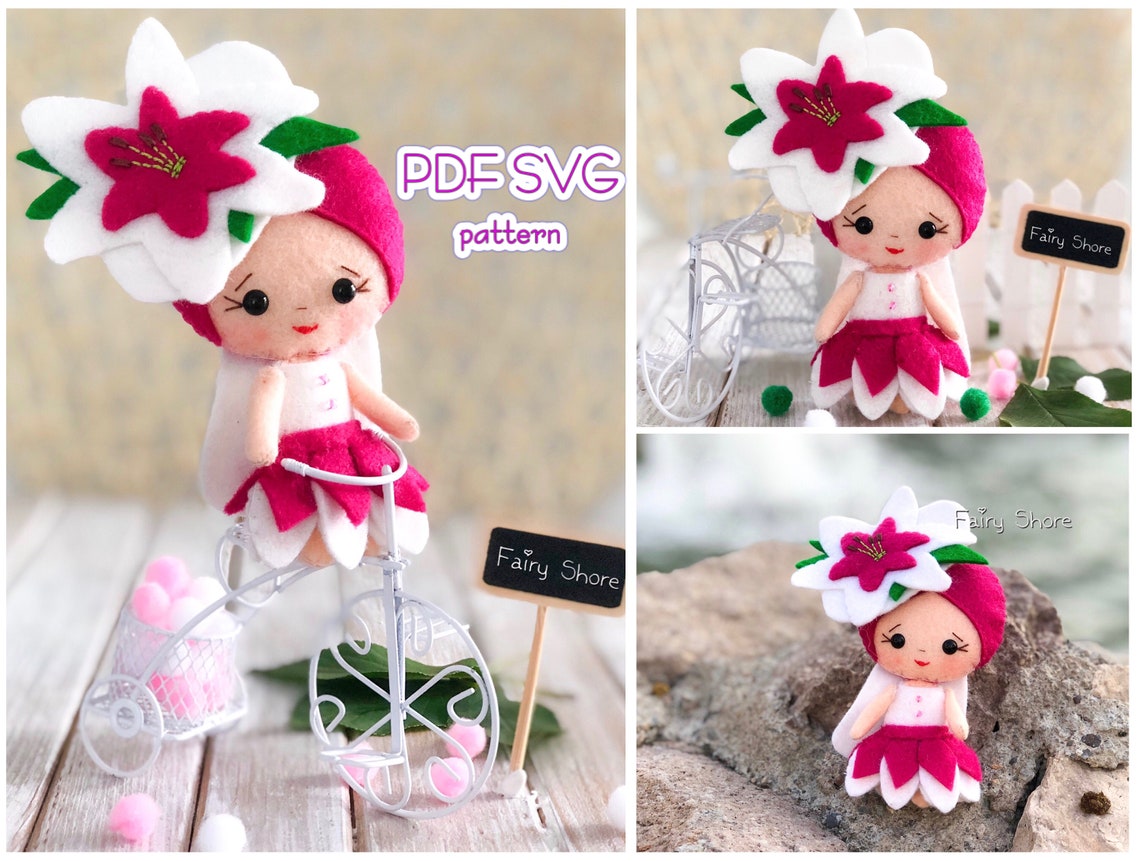 PDF SVG Flower Felt Pattern Lily Doll Easy DIY Sewing - Etsy