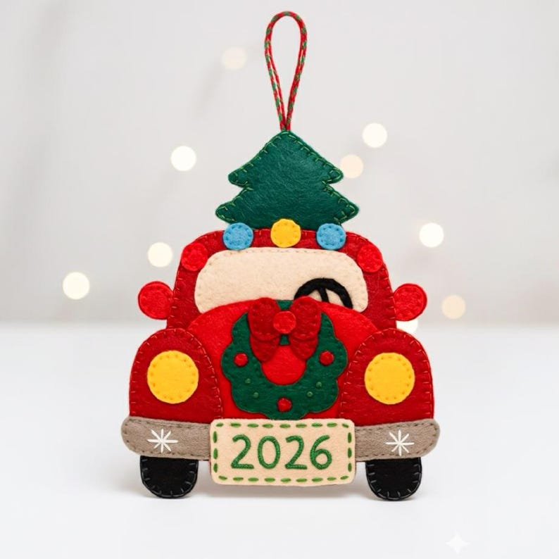 Christmas Car Felt Ornament Pattern PDF & SVG | DIY Holiday Sewing ...