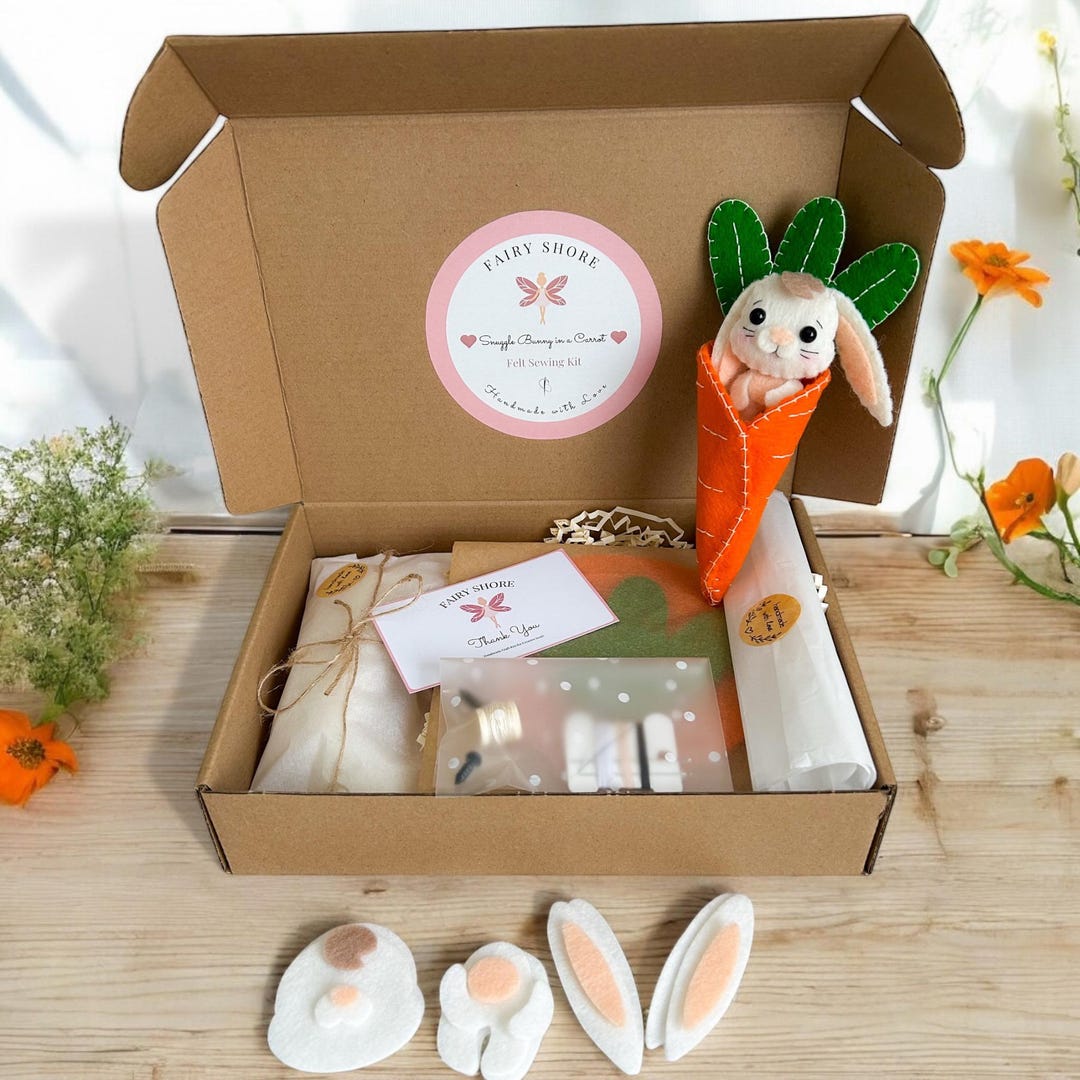 Easter Craft Kit - DIY Felt Sewing Kit - Handmade Easter Bunny in a ...