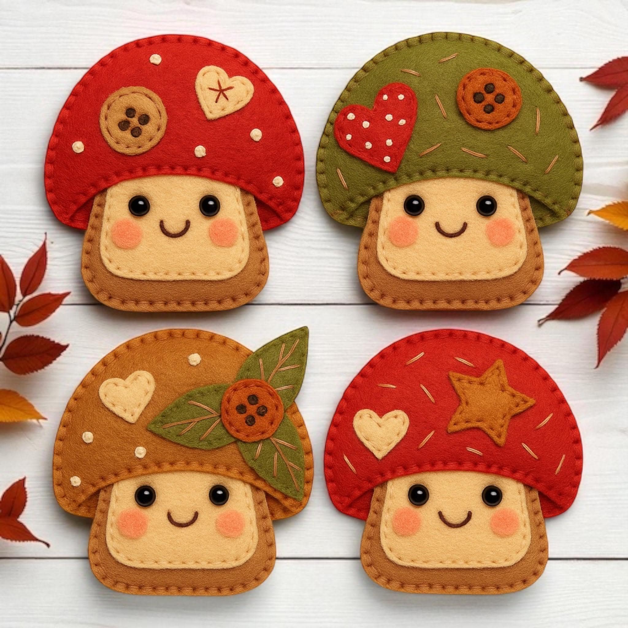 Mushroom Sewing Pattern: Felt Ornament DIY Autumn Fall Decor (PDF SVG ...