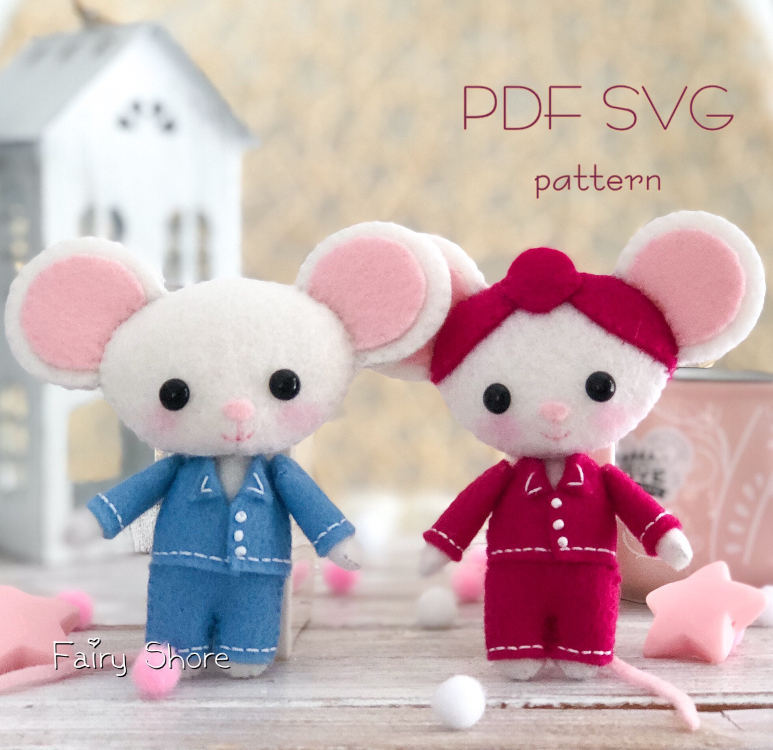 Felt Mouse Couple Sewing Pattern: DIY Felt Animals (PDF & SVG) - Etsy