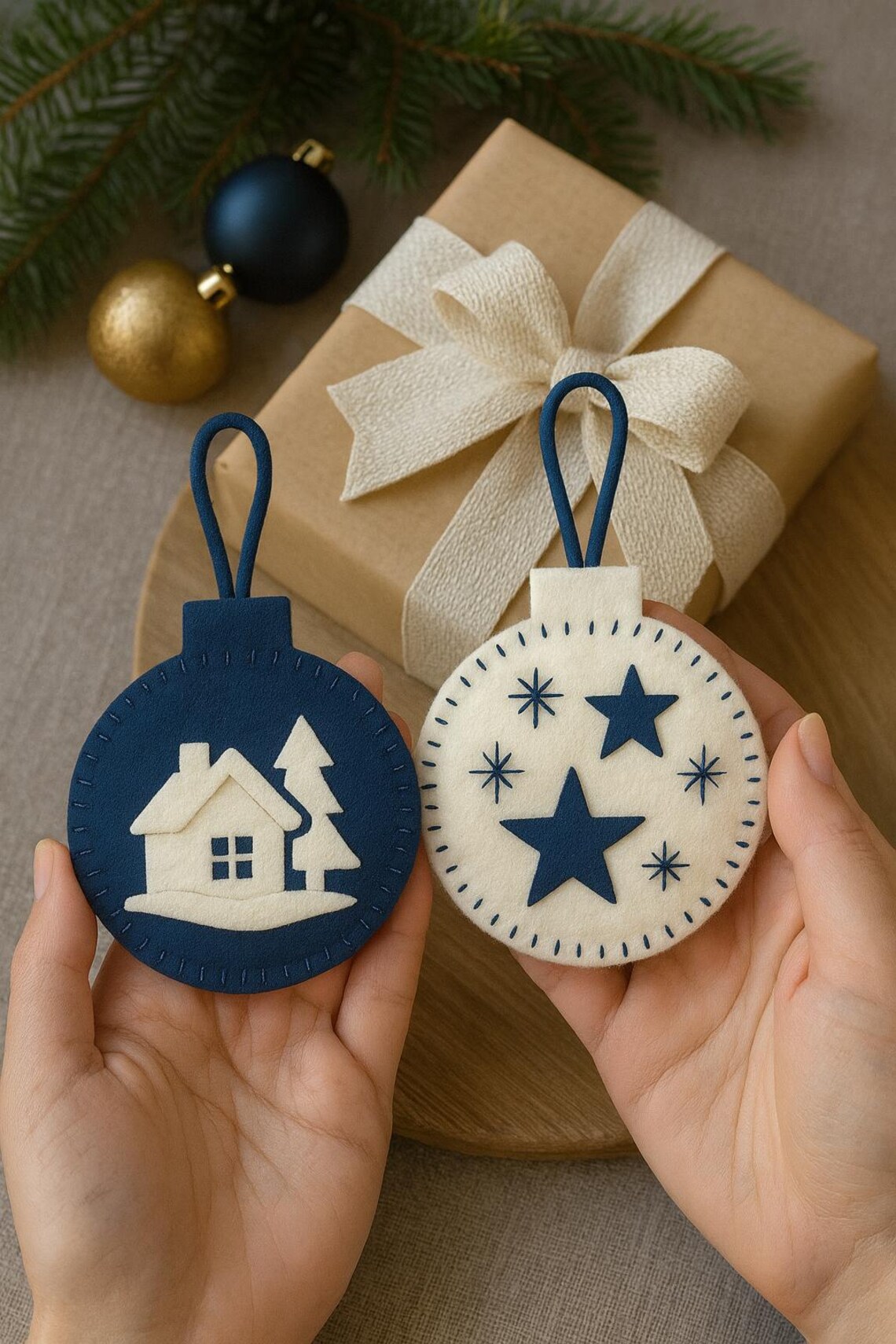 Nordic Christmas Baubles Felt Ornament Pattern – PDF & SVG Sewing ...