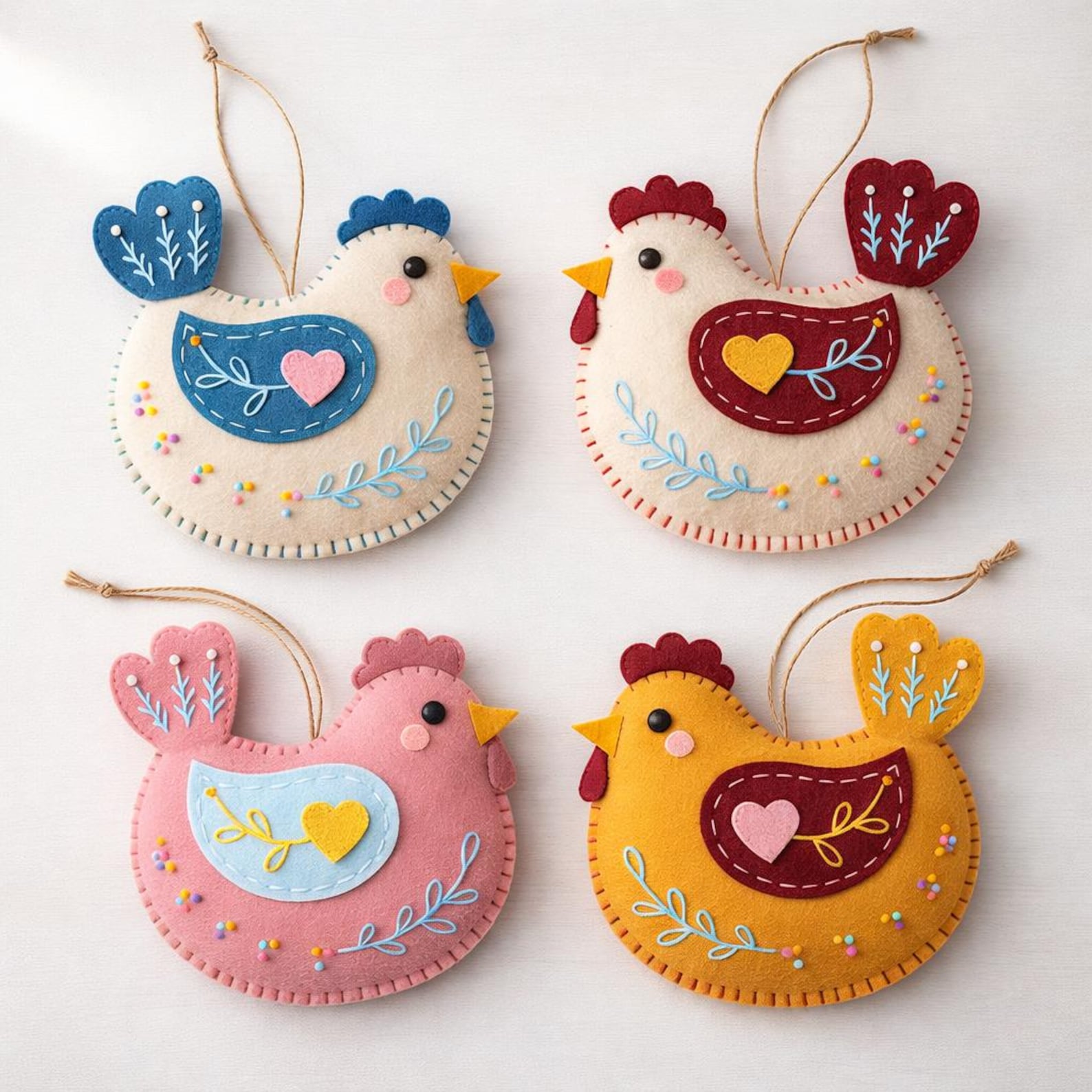 Easter Felt Hen Ornaments Sewing Pattern – Folk Chicken Decor (PDF SVG ...