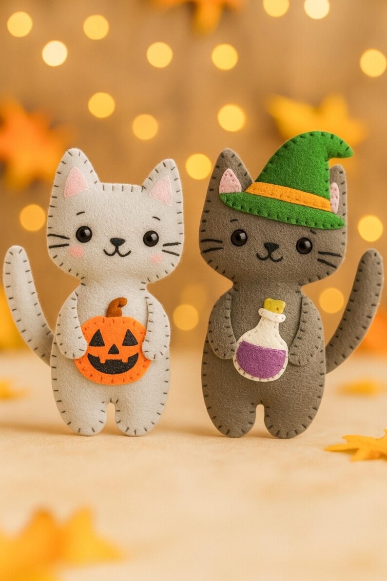 Halloween Felt Ornament Sewing Pattern Bundle: Ghosts, Cats, Voodoo ...