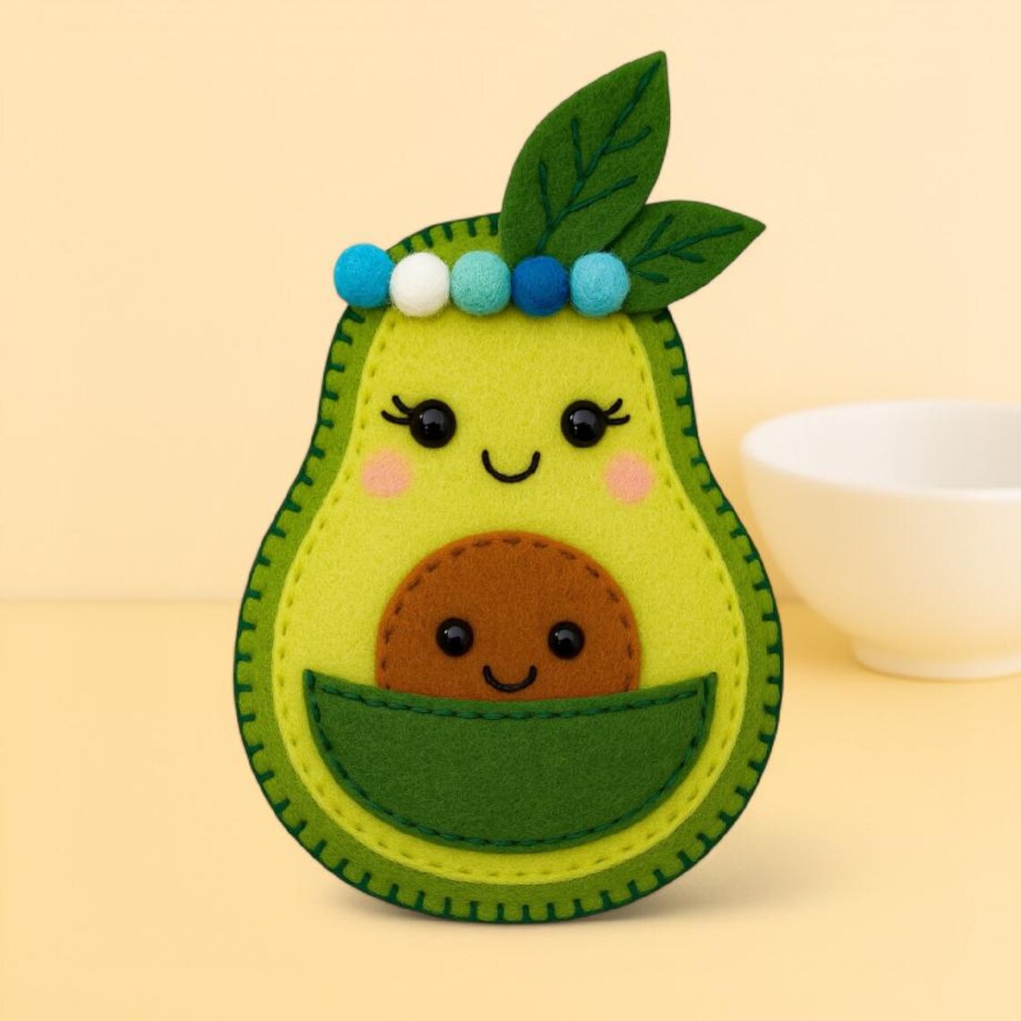 Felt Avocado Mom and Baby Sewing Pattern: DIY Kawaii Ornament (PDF SVG ...