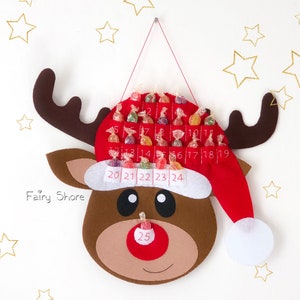 Christmas PDF Pattern Rudolph Reindeer Felt Advent Calendar With Mini ...