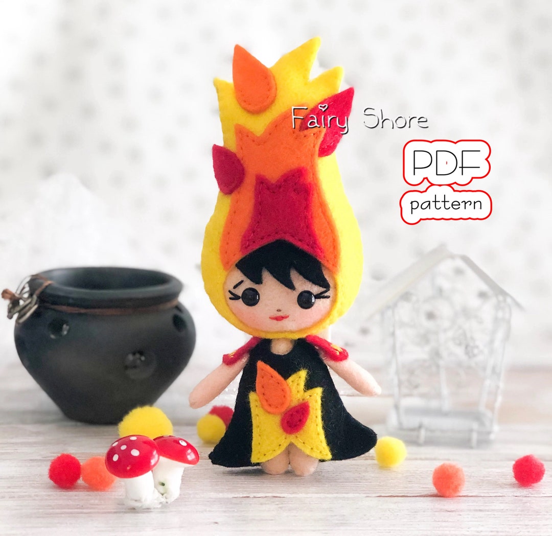 Fire Doll Felt Pattern, PDF & SVG Felt Sewing Pattern for Cricut, Felt ...