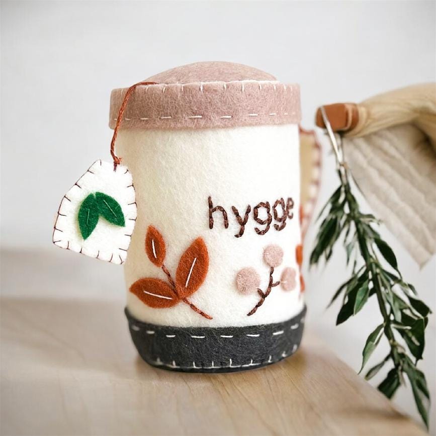 Hygge Tea Mug Felt Sewing Pattern: Scandinavian Ornament (PDF and SVG ...