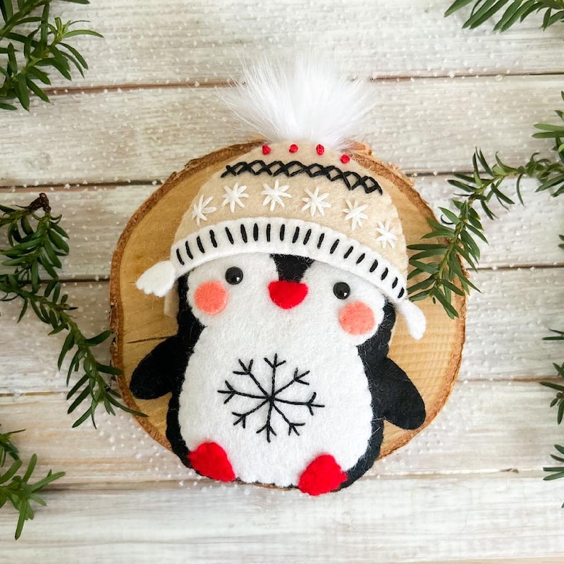 Felt Penguin Ornament Sewing Pattern: Winter Christmas DIY (PDF Pattern ...
