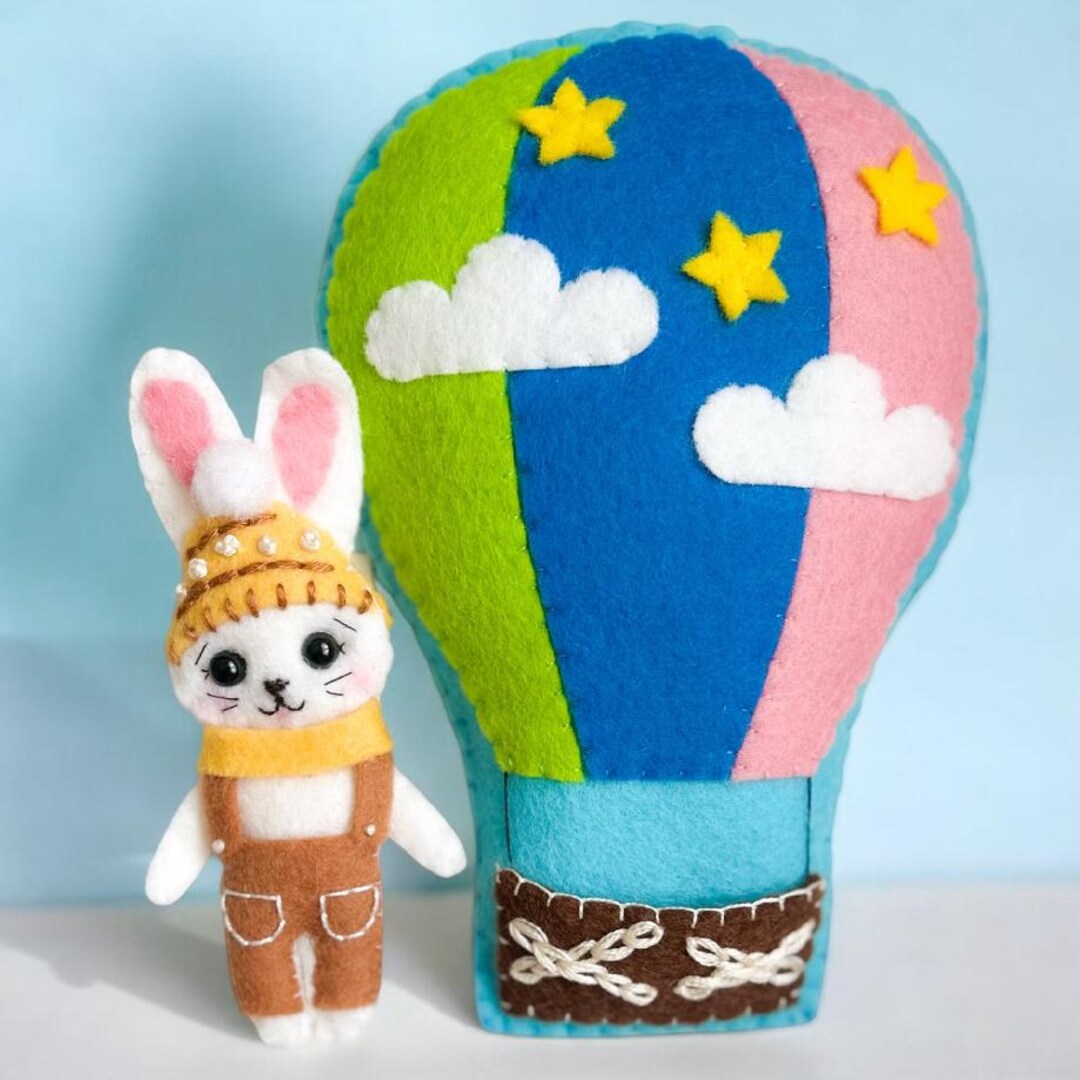 Bunny in a Balloon Felt Sewing Pattern DIY PDF & SVG Files for Crafting ...