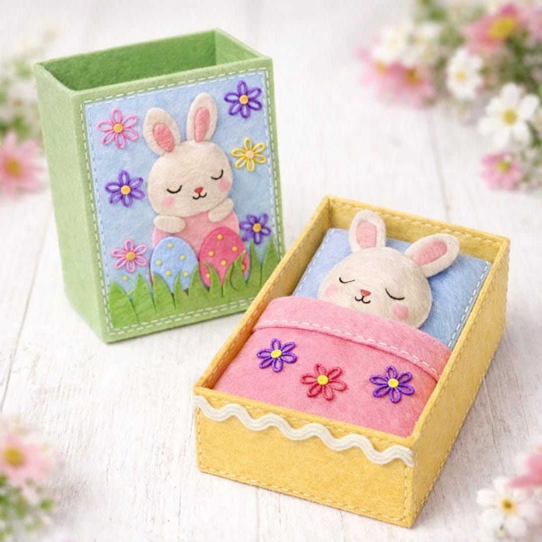 Bunny in Matchbox Sewing Pattern: Easter Animal Ornament (PDF With SVG ...