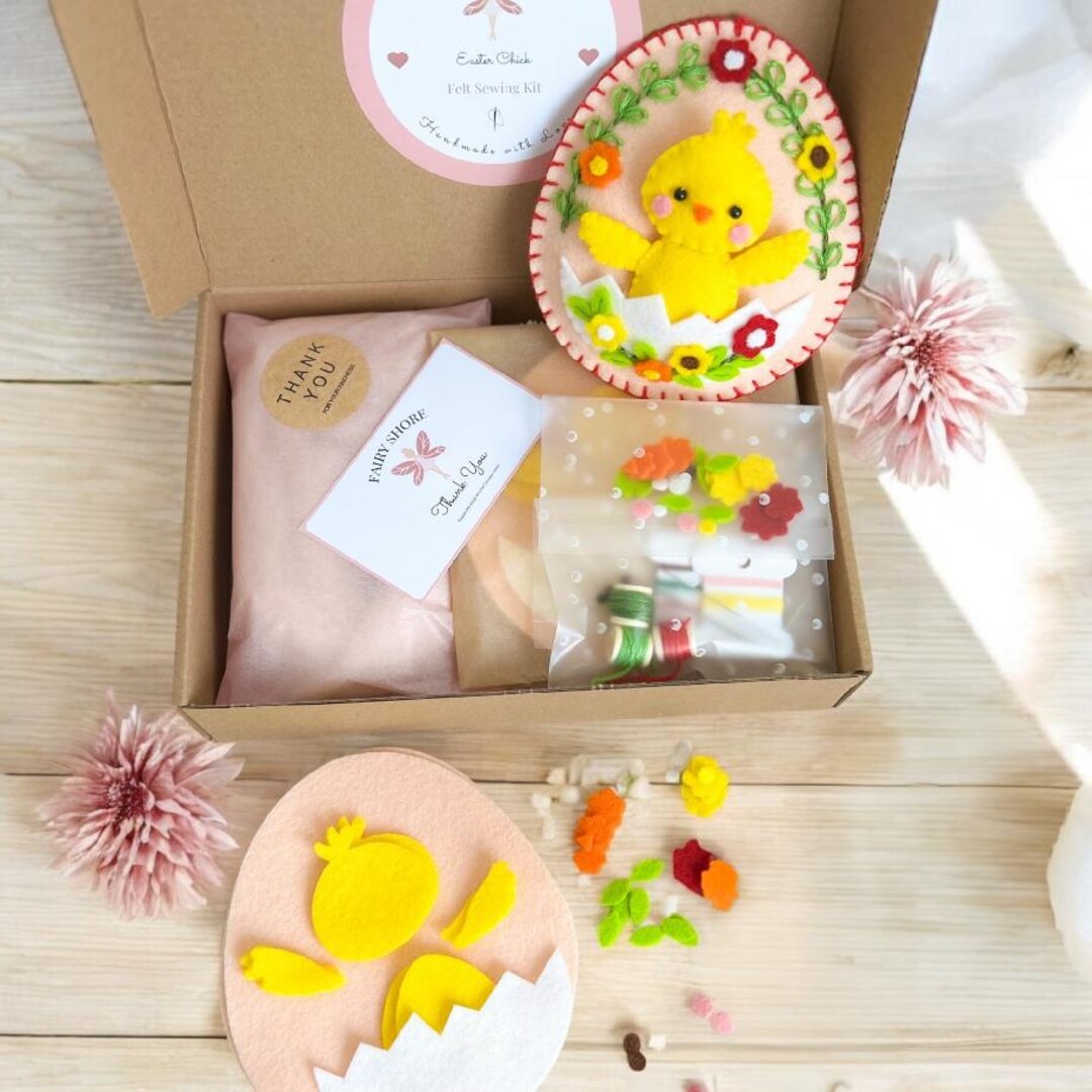 Easter Craft Kit - DIY Felt Sewing Kit - Handmade Easter Egg and Chick ...