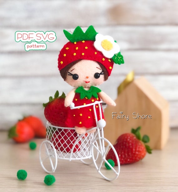 Strawberry Doll Sewing Pattern Felt Fruit PDF SVG Pattern | Etsy
