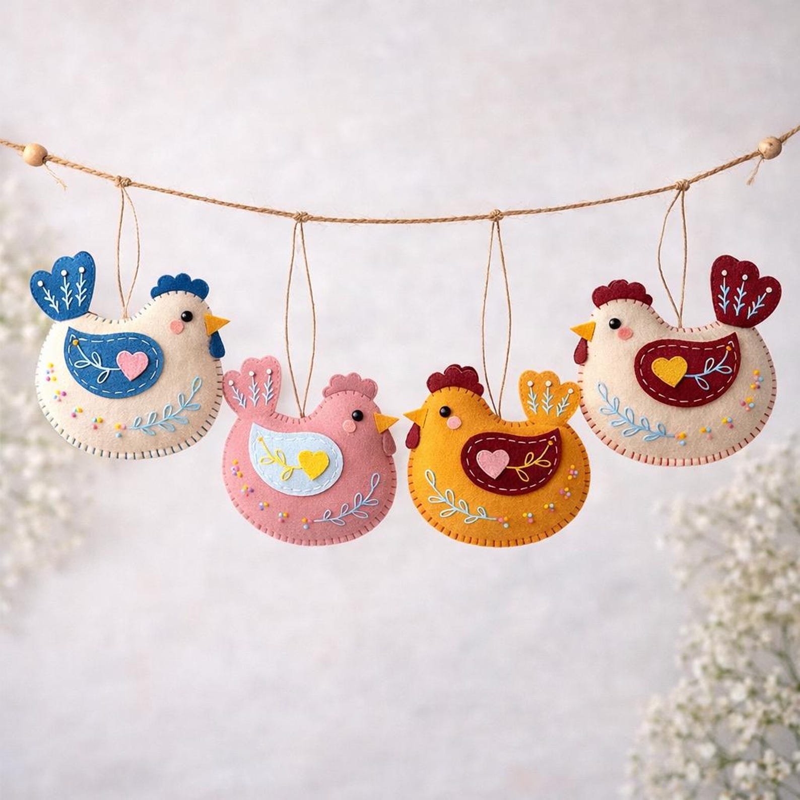 Easter Felt Hen Ornaments Sewing Pattern – Folk Chicken Decor (PDF SVG ...