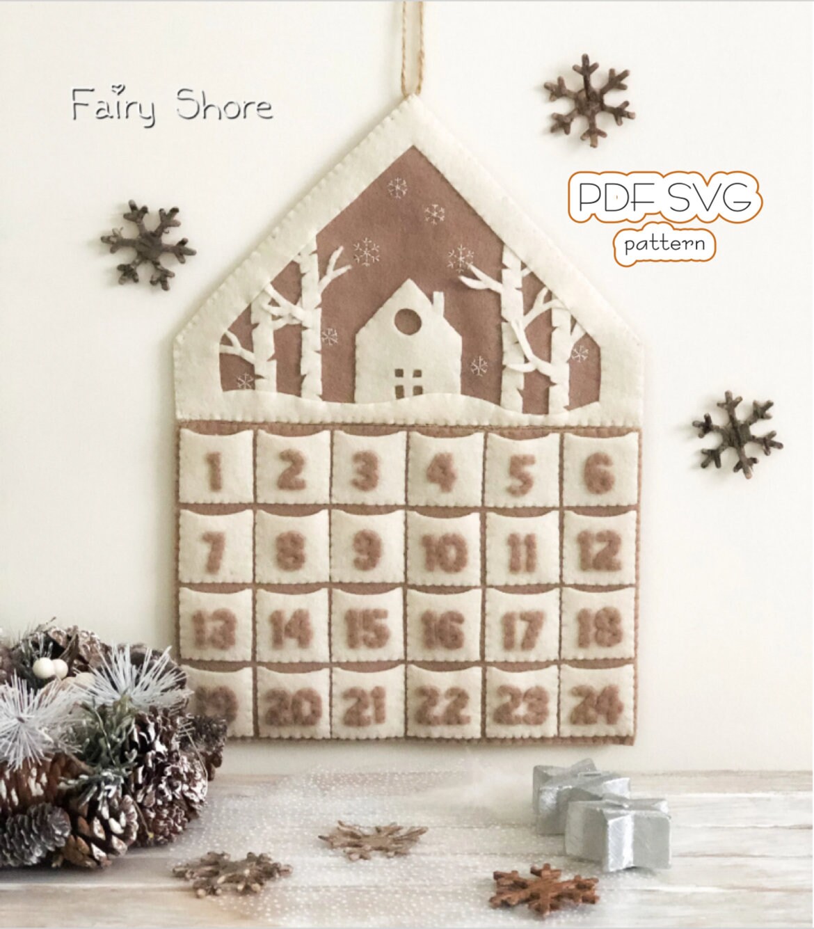 Felt Christmas Advent Calendar Sewing Pattern: DIY Decor (PDF & SVG) - Etsy
