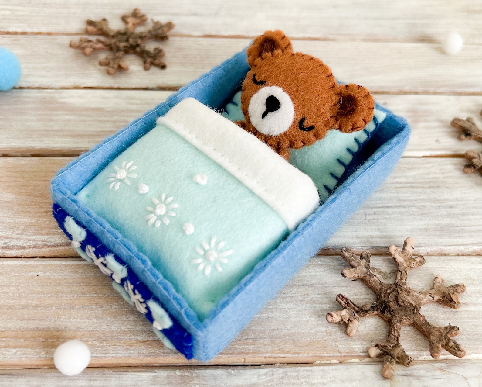 Felt Teddy Bear in Matchbox Sewing Pattern: DIY Christmas Ornament (PDF ...