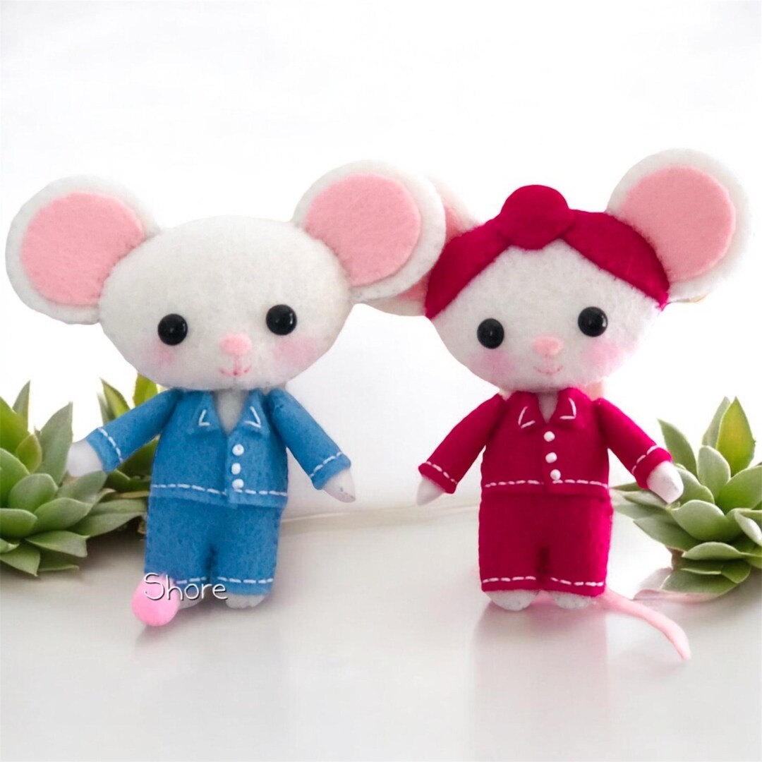 Felt Mouse Couple Hand Sewing Pattern – PDF & SVG Mice Felt Animals ...